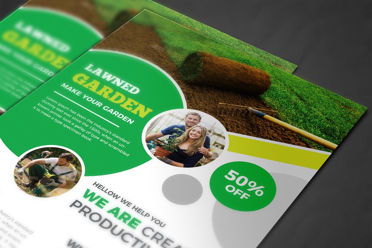 Landscaping and Lawn Care Flyer, a Flyer Template by AfzaalGraphics