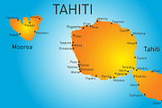 Vector color map of Tahiti, an Illustration by Jan Jack Russo Media