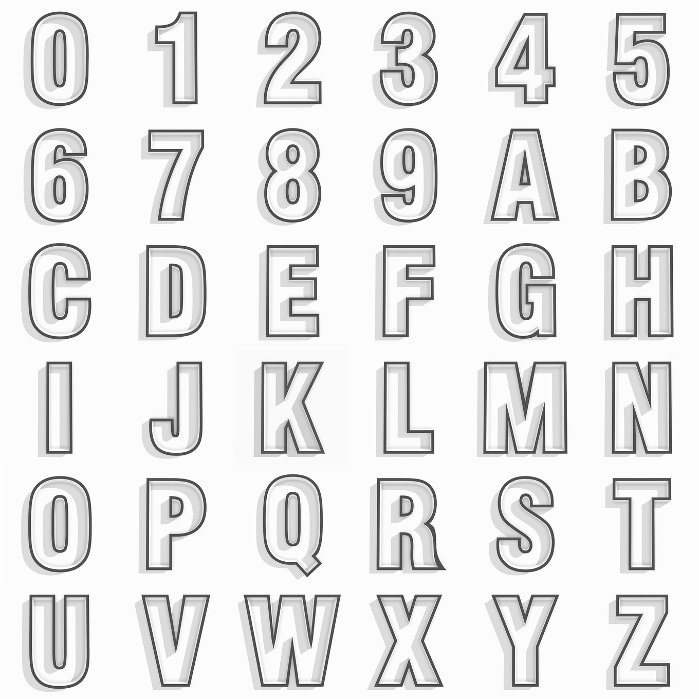 3D white numbers and letters., a Decorative Illustration by nunezimage