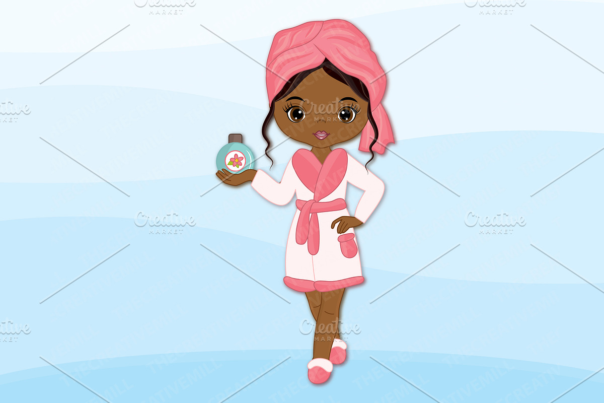 Vector African American Spa Girls, an Illustration by TheCreativeMill