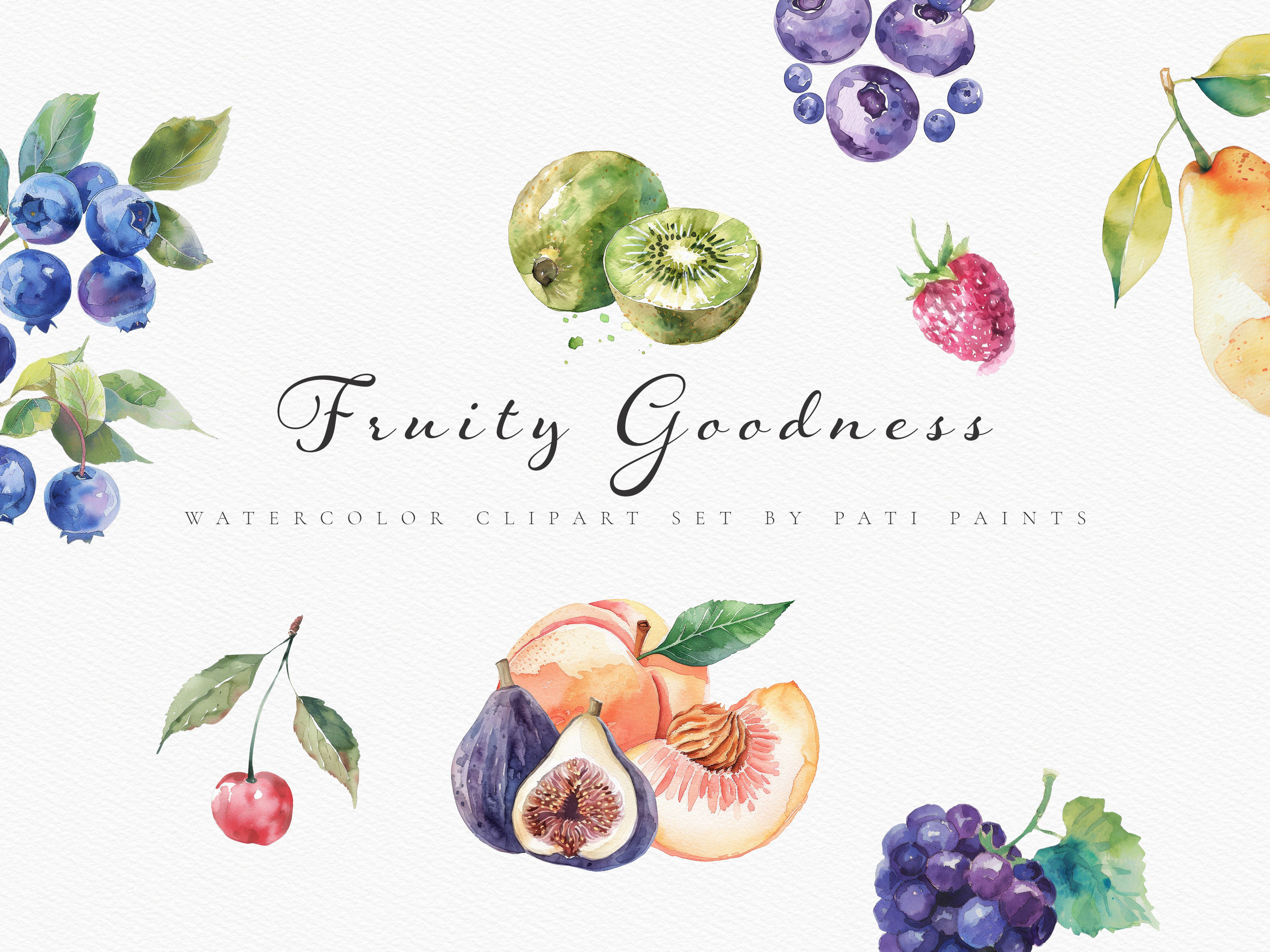 Watercolor Fruit Clipart Collection