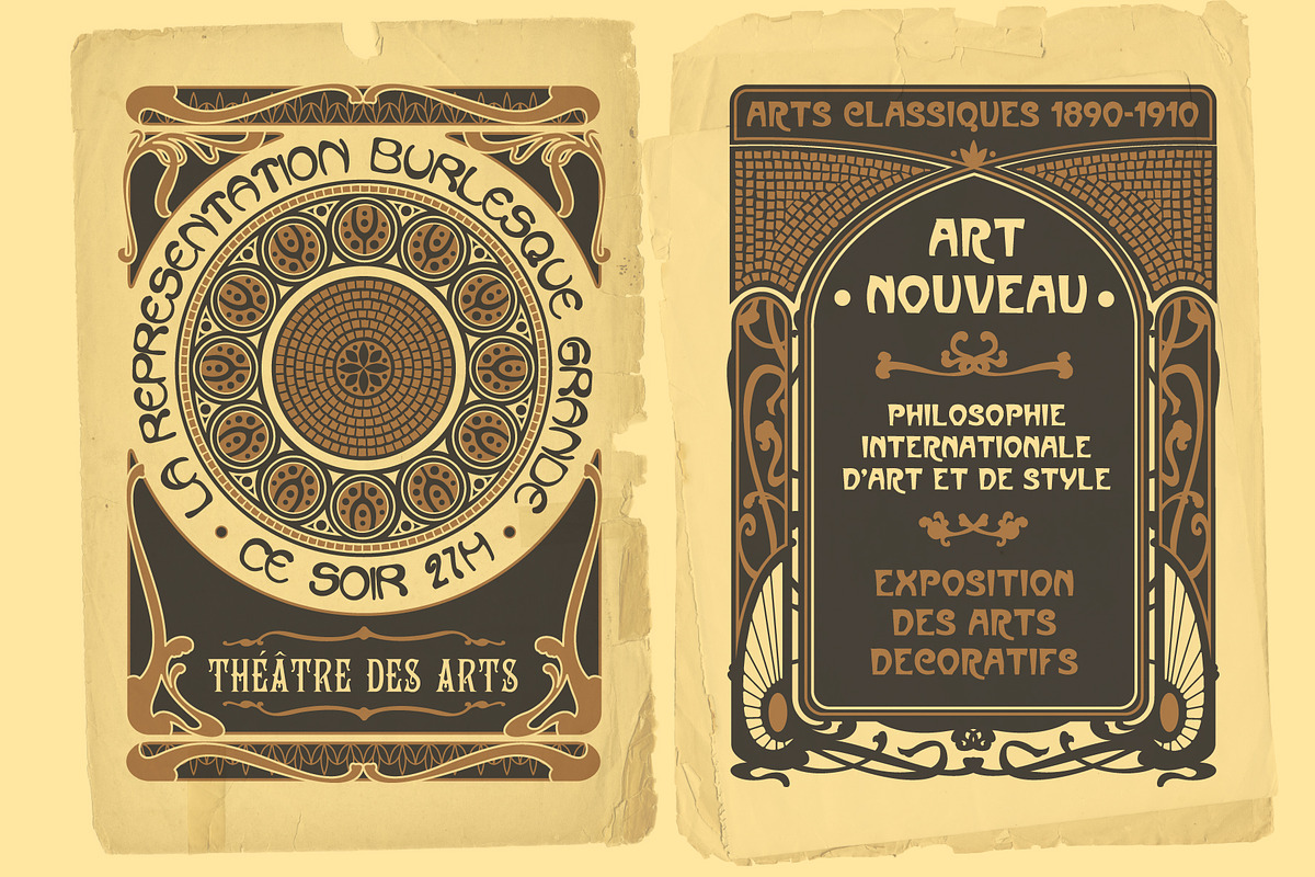 Art Nouveau Poster Templates, a Decorative Illustration by Wingsart Studio