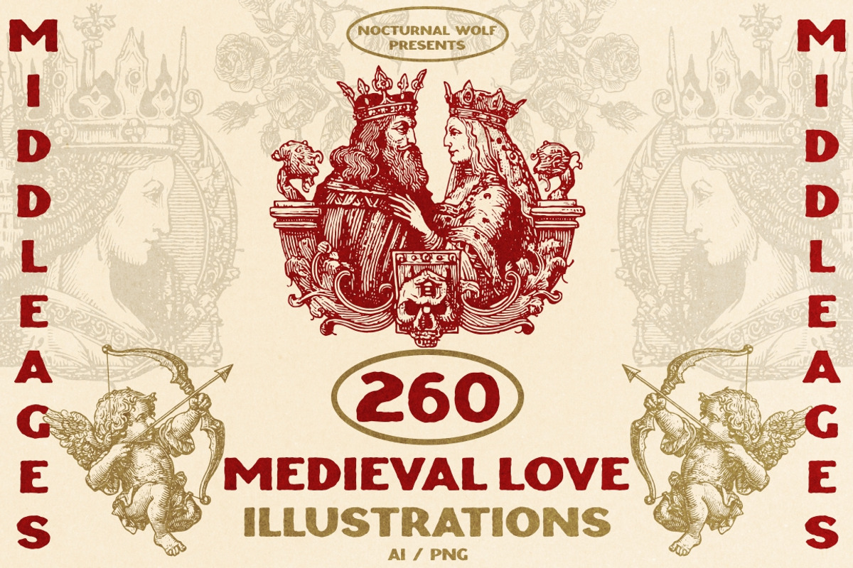 Medieval Valentine's Day illustrations