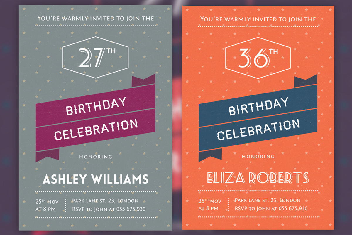 Retro Invitation Cards, an Invitation Template by commonpixel