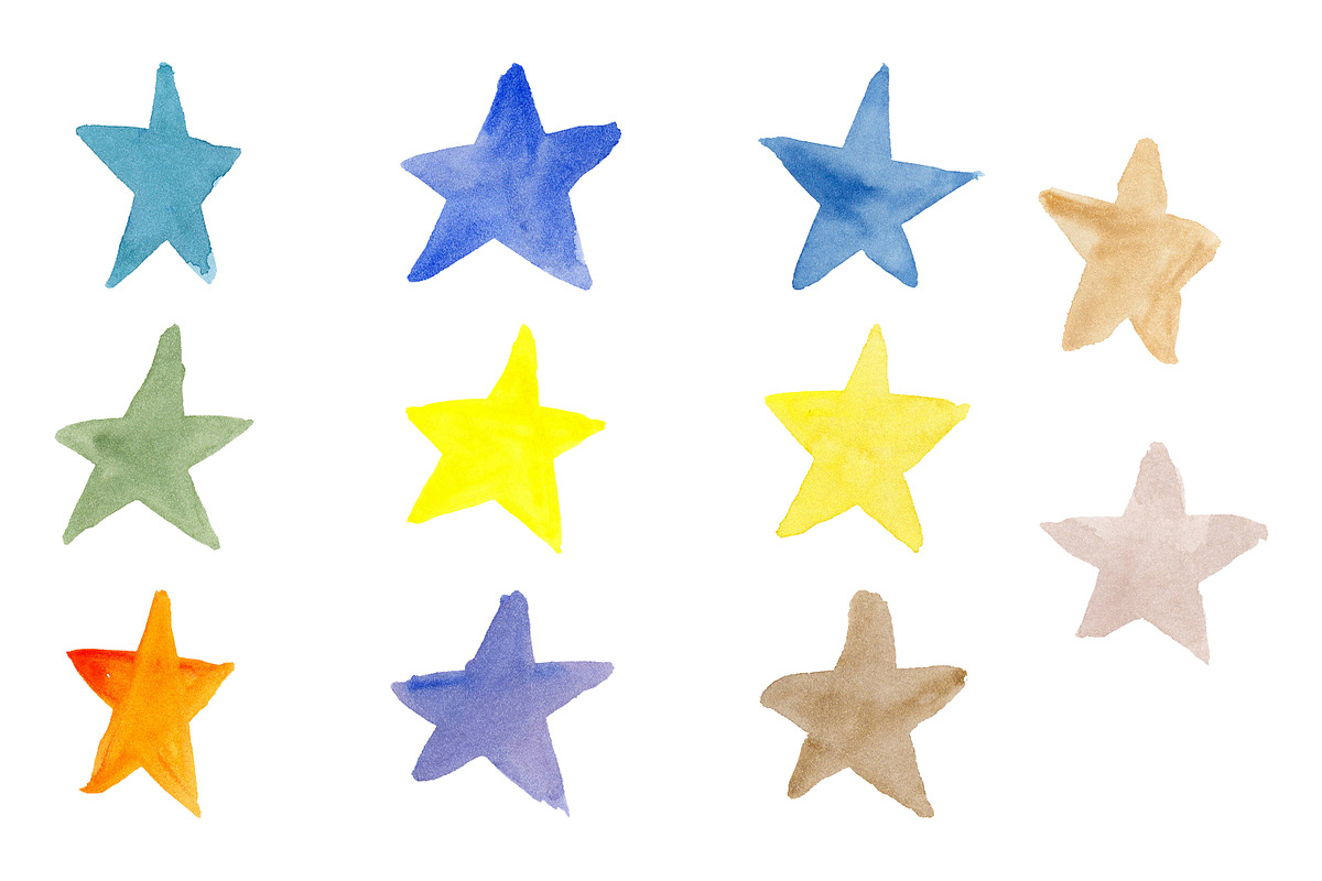 Watercolor Star Clipart, a Graphic by TigerlilyDesignCo