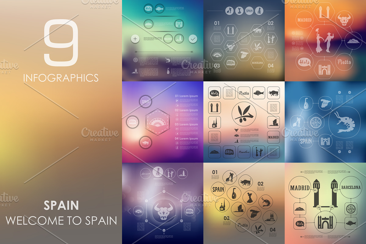 9 Spain infographics, a Presentation Template by Palau