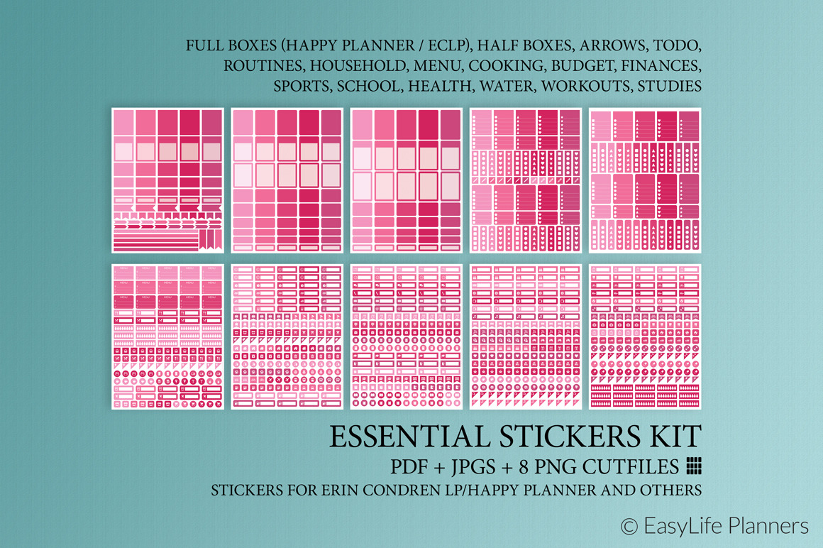 Pink Stickers for Happy Planner, a Stationery Template by ...