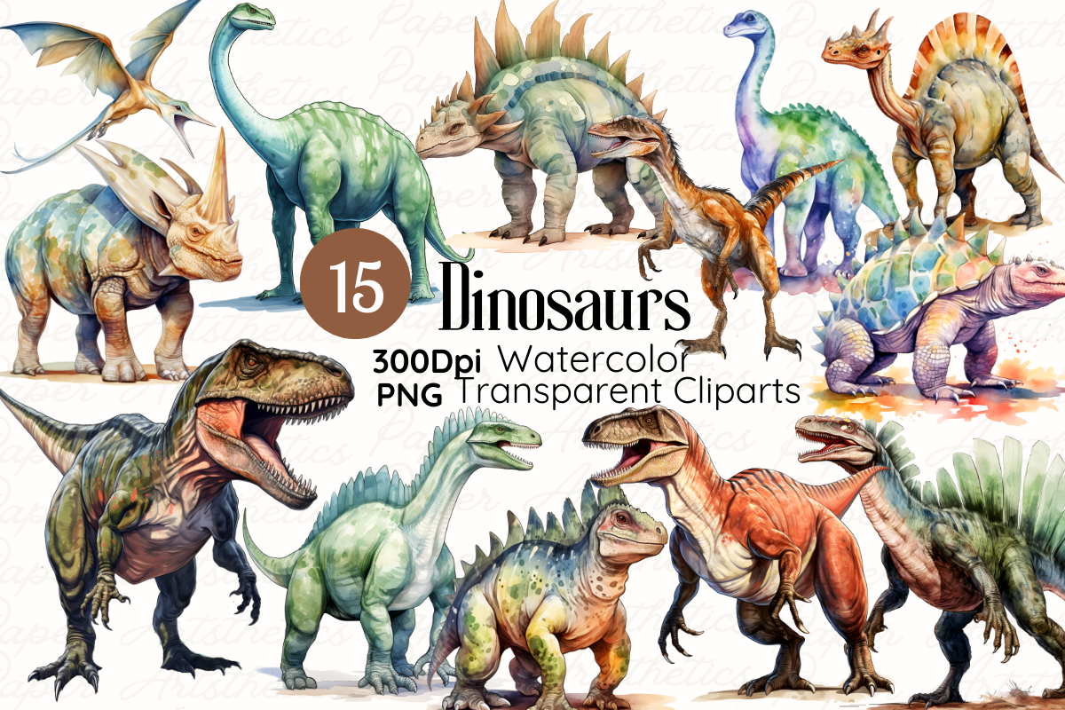 Dinosaur Clipart Watercolor PNG, an Animal Illustration by Paper ...