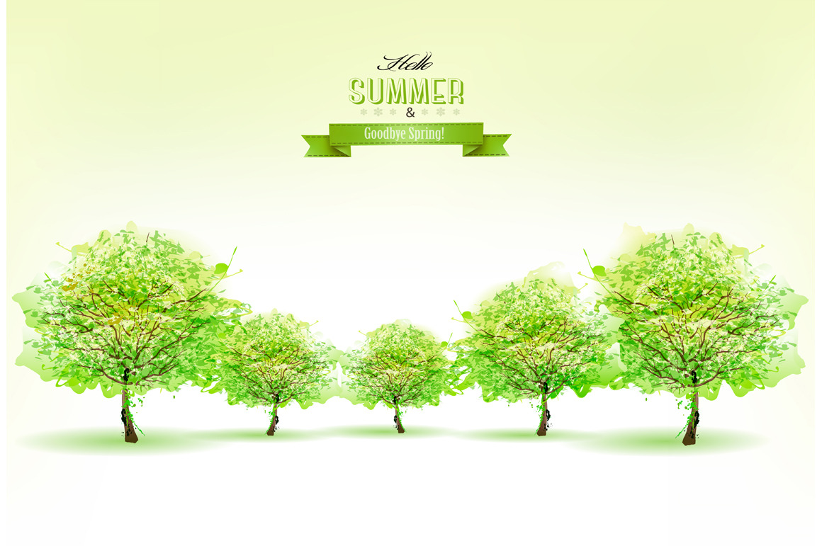 Summer Nature Background With Trees, a Seasonal Illustration by ecco
