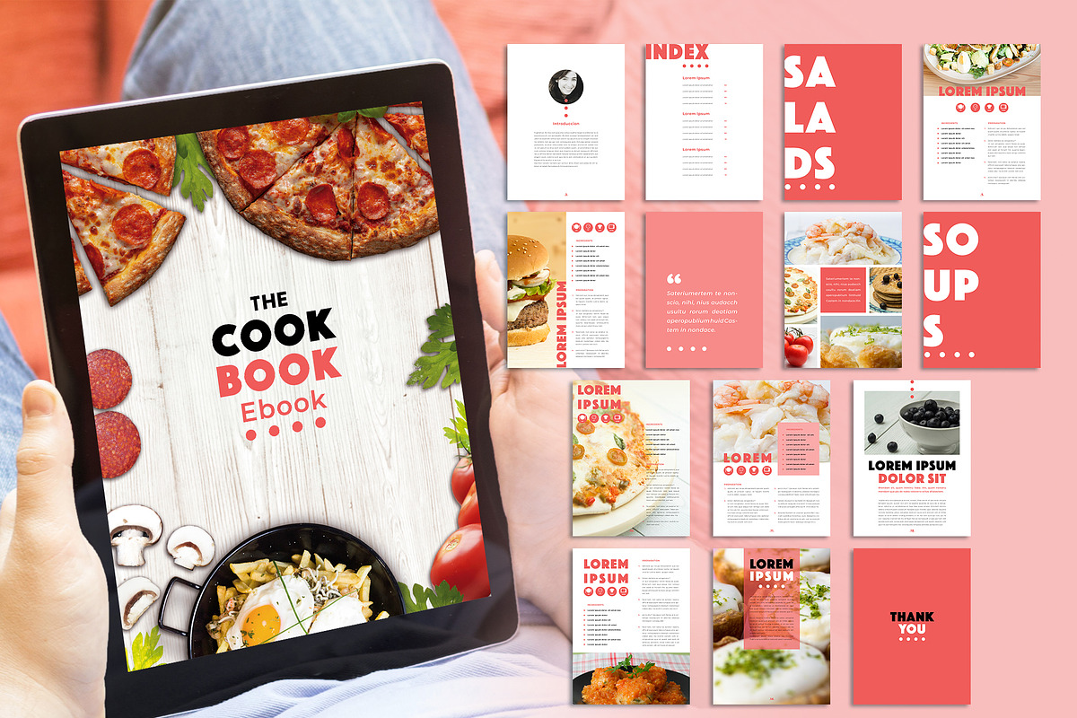 Peach Color Recipes eBook Layout, a Magazine Template by McLittle Stock