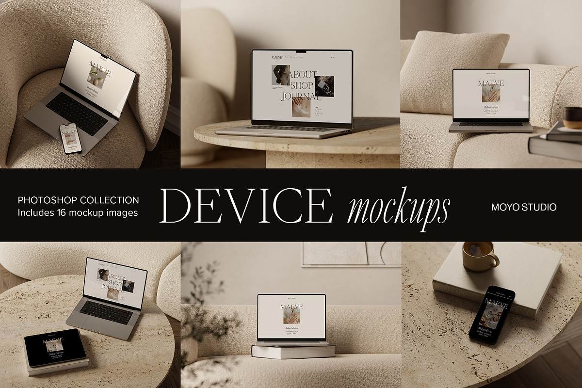 Maeve - MacBook, iPhone, iPad Mockups