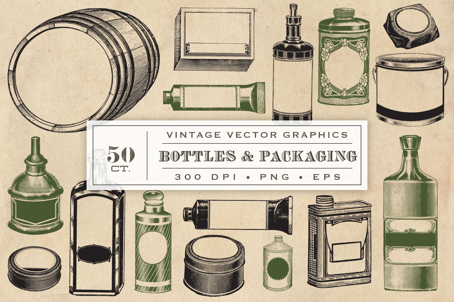Vintage Bottles & Packaging Graphics, an Object Graphic by Eclectic ...