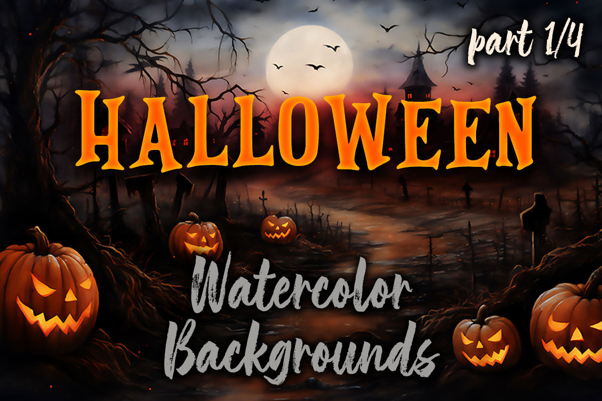 HALLOWEEN WATERCOLOR BACKGROUNDS 1, a Background Graphic by CrittersHub