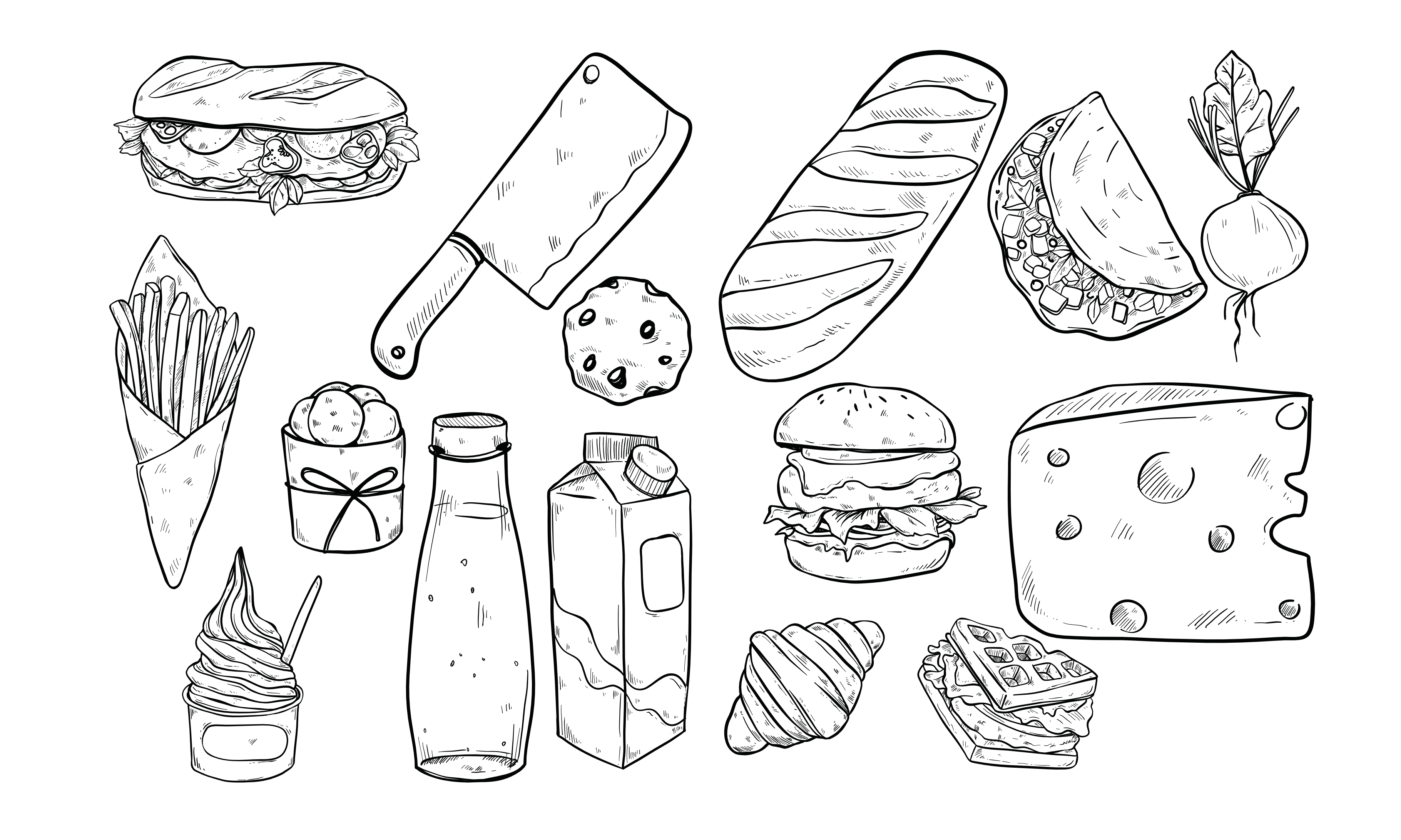 restaurant set handdrawn collection, an Object Graphic by nikagraphic