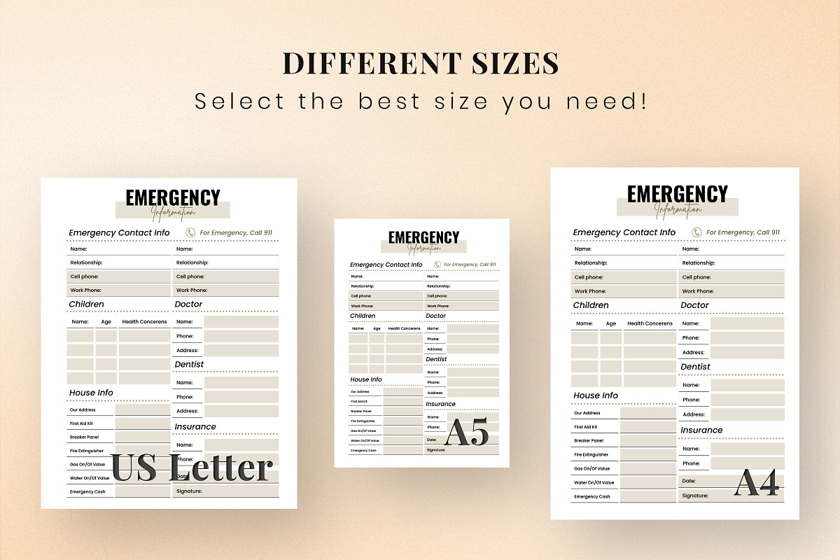 Emergency Information Printable