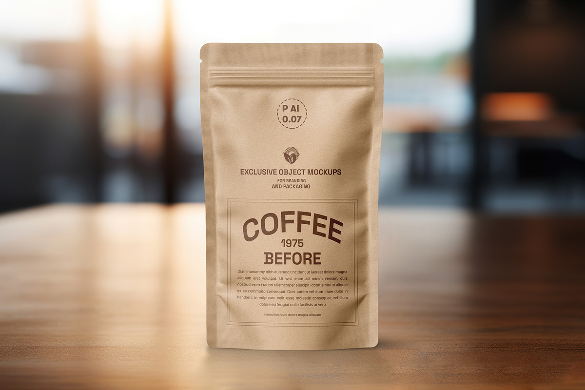 Kraft Pouch Bag Packaging PSD Mockup, a Packaging Mockup by Ram Studio