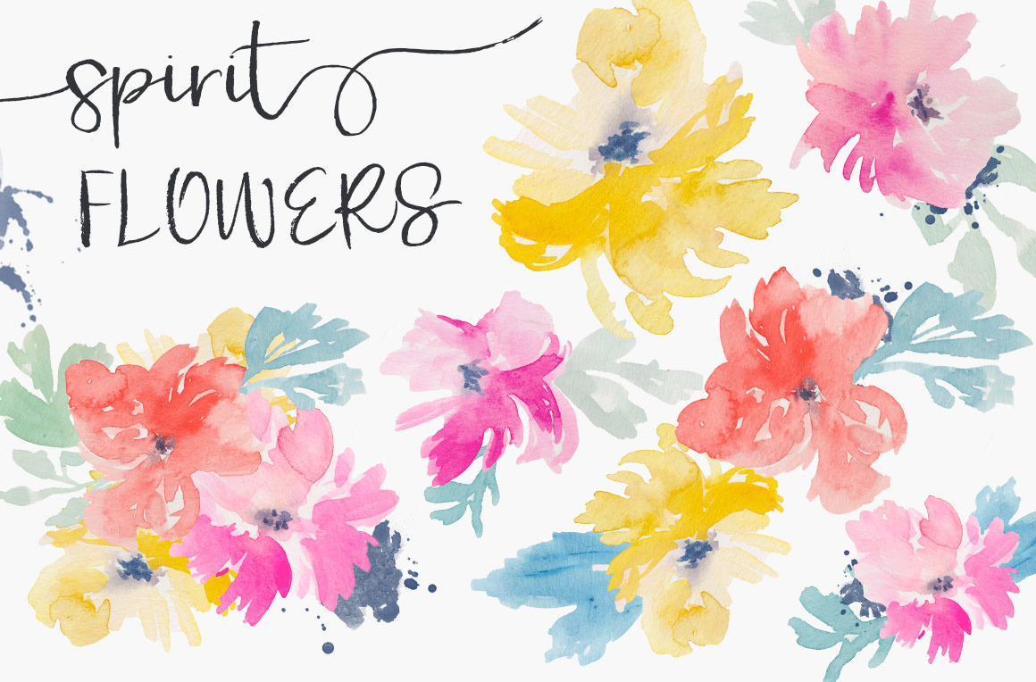 Spirit Flowers - Watercolor Clip Art, an Illustration by Angie Makes