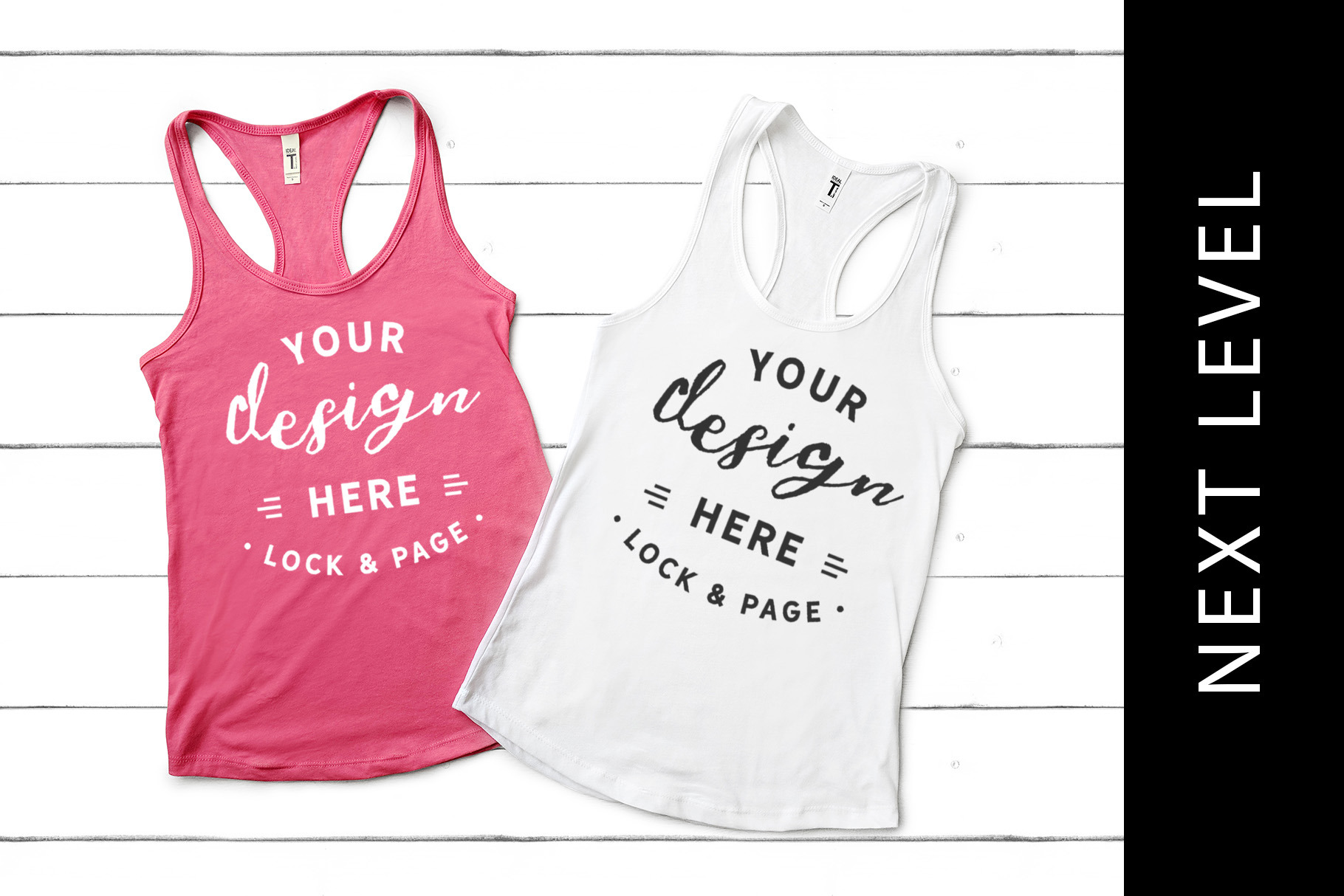 Next Level Hot Pink Tank Top Mockup, a Shirt Mockup by lock and page