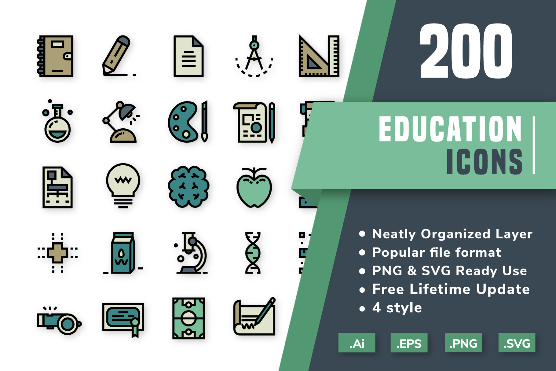 200 Education icon pack, a Solid Icon by Creastale