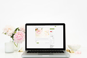 Styled laptop mockup-pink flowers | Business Images ~ Creative Market