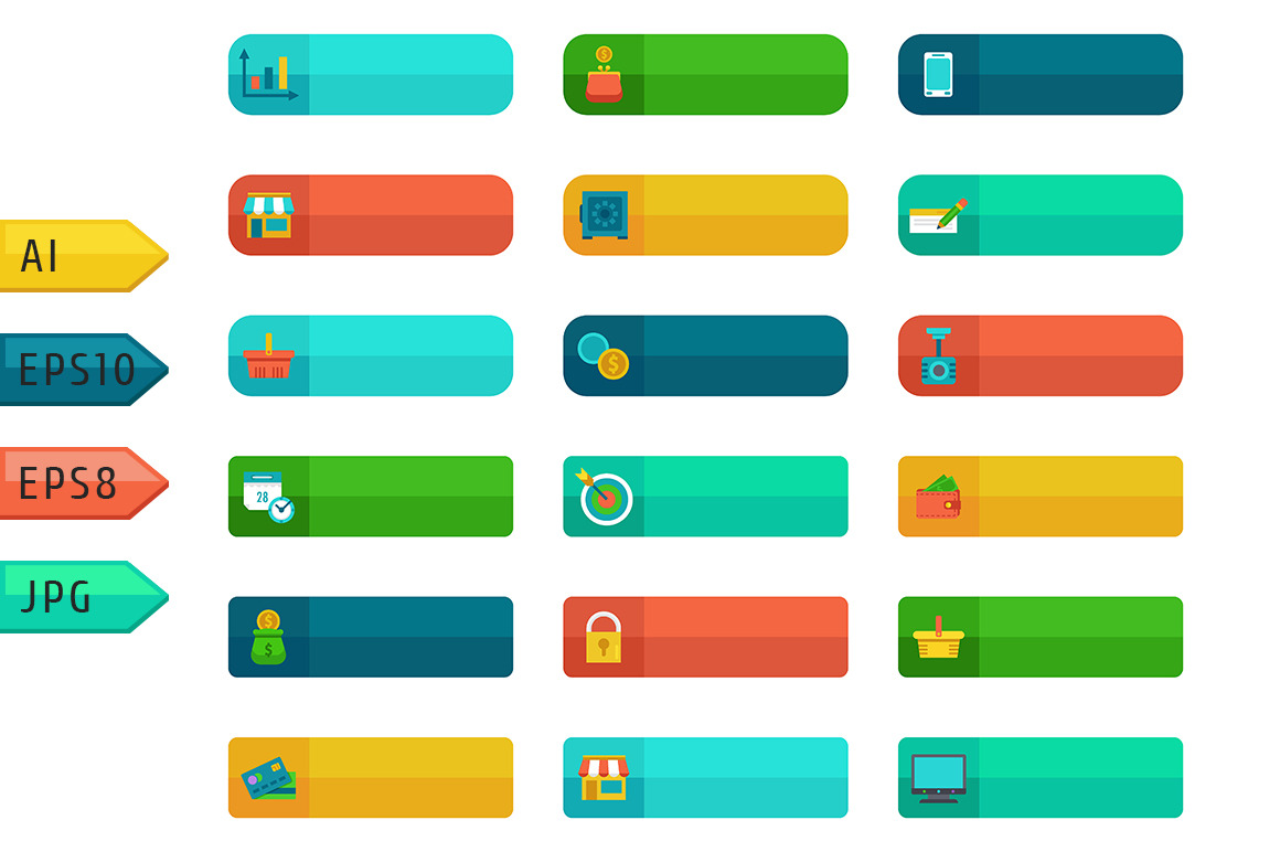 Vector donate and buying buttons set, a Templates & Theme by julia ...