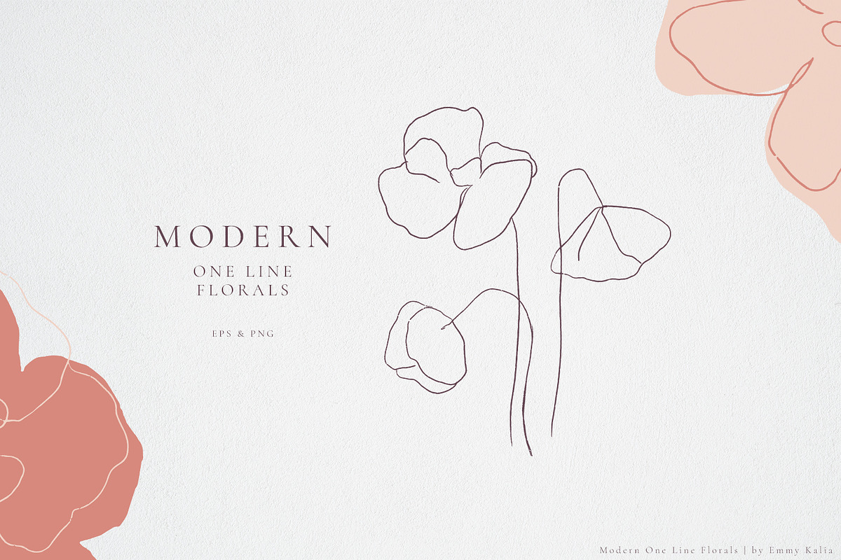 Modern One Line Floral Drawings, an Illustration by Emmy Kalia