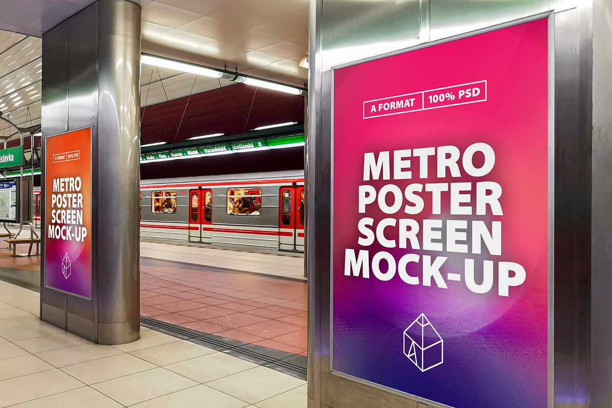 Metro Underground Ad Screen MockUp 4, an Advertising Mockup by Graphic ...