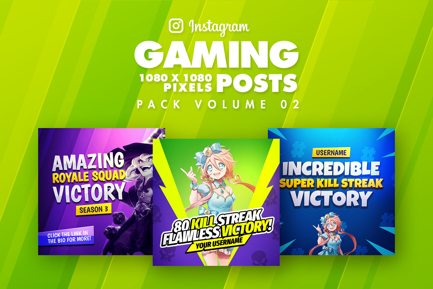 Gaming Instagram Posts Pack 02, a Social Media Template by Odin_Design ...