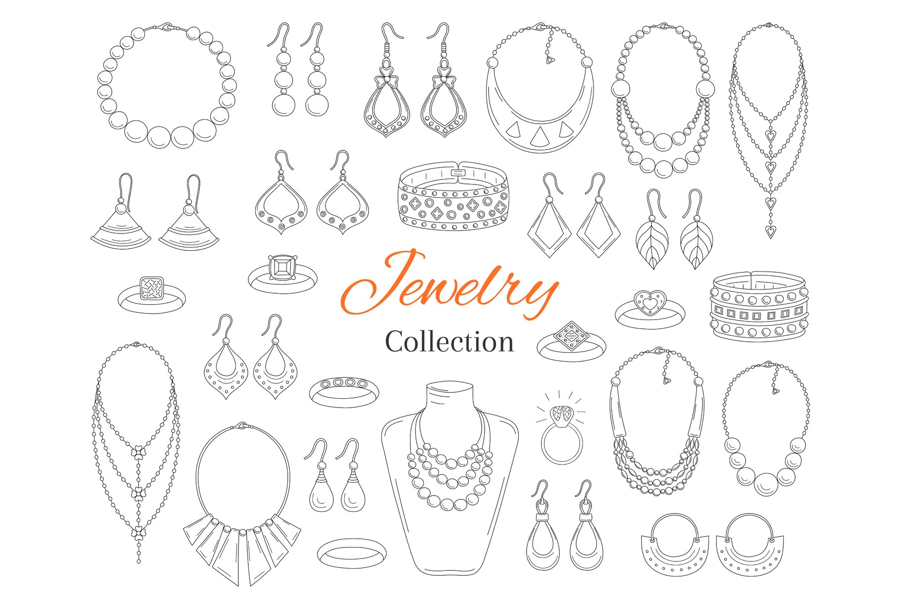Fashionable Jewelry Collection, a Decorative Illustration by Shorena Design