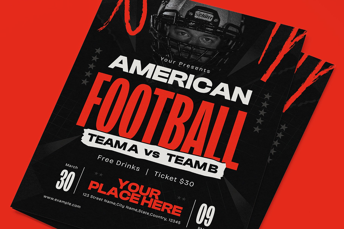 American football Flyer, a Flyer Template by graphicook