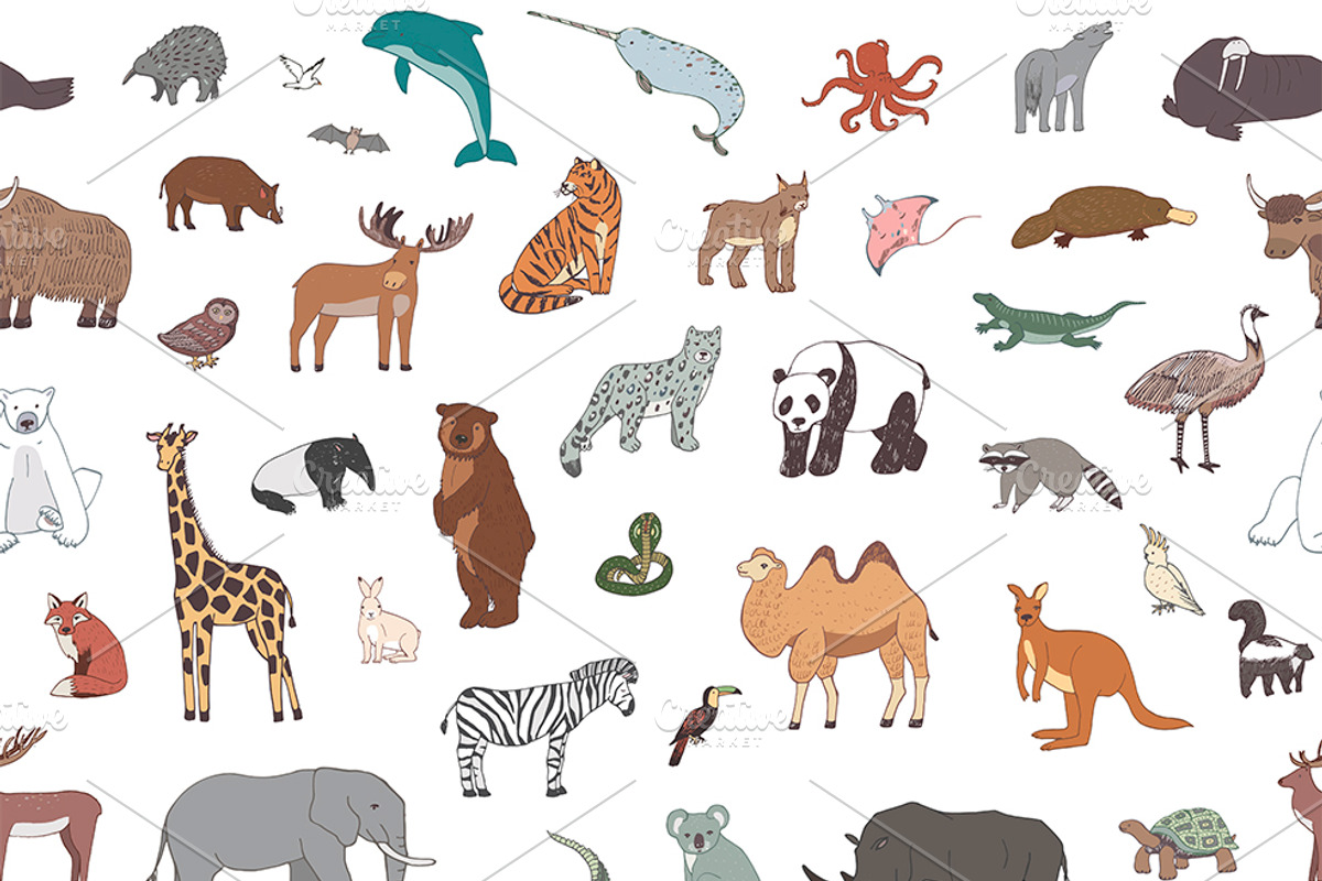 World Animals Pattern, a Pattern Graphic by GooseFrol