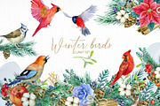 Winter birds, Christmas clipart, a Decorative Illustration by WonderWonder