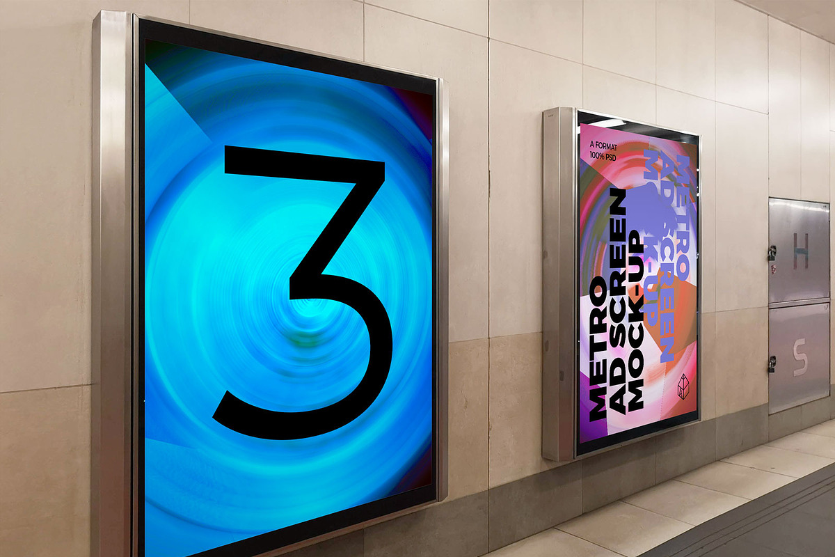 Metro Underground Ad Scr. MockUp Set, an Advertising Mockup by Graphic ...