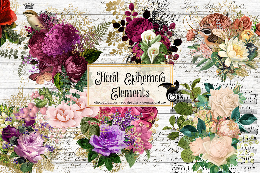 Floral Ephemera Elements, an Illustration by Digital Curio