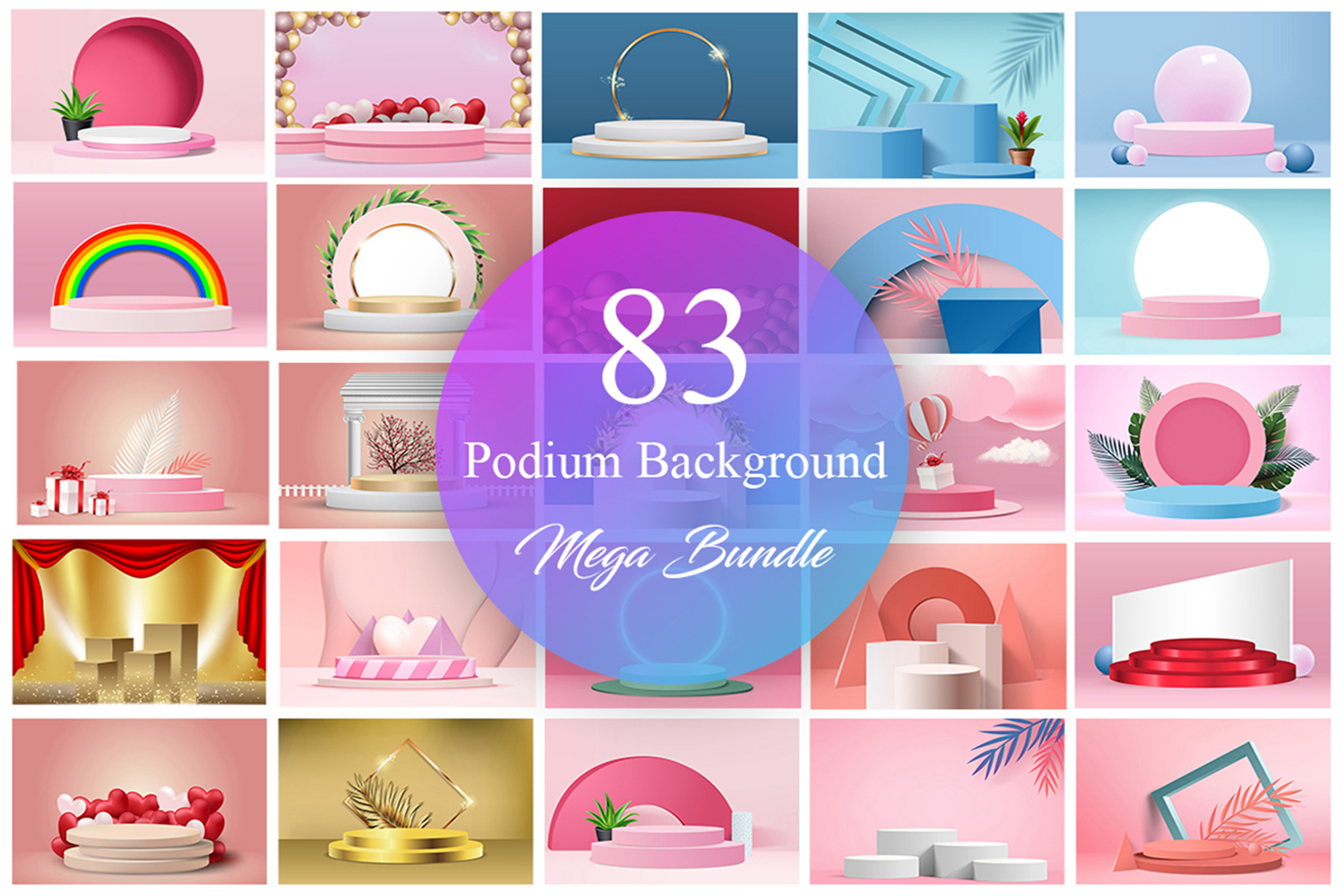 Podium Background Bundle, an Object Illustration by Digital Studio