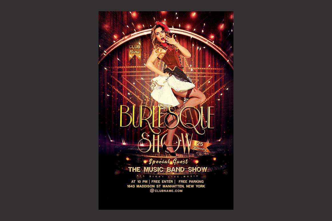 Burlesque Flyer, a Flyer Template by DSGraphicDesign