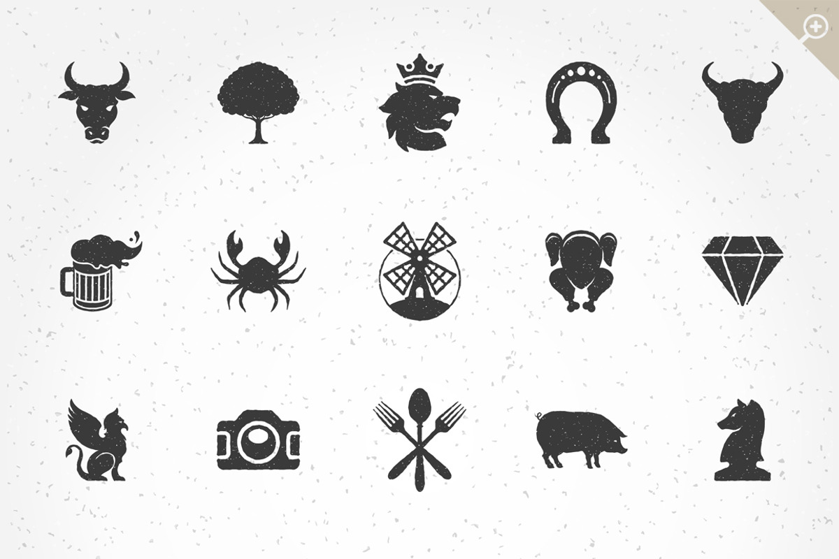 100 Retro objects for logos, a Branding & Logo Template by Vasya Kobelev
