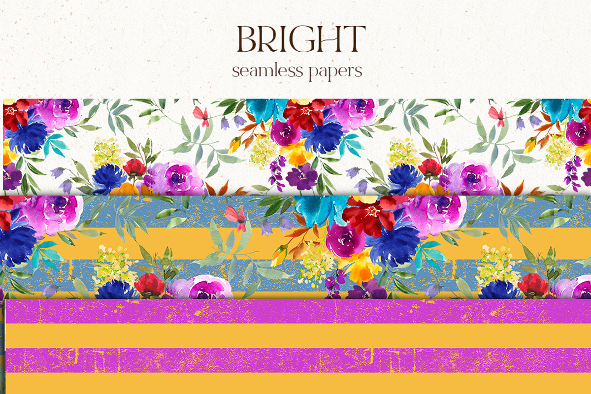 Bright Floral Clipart : Bouquets, Flowers, Leaves, Patterns