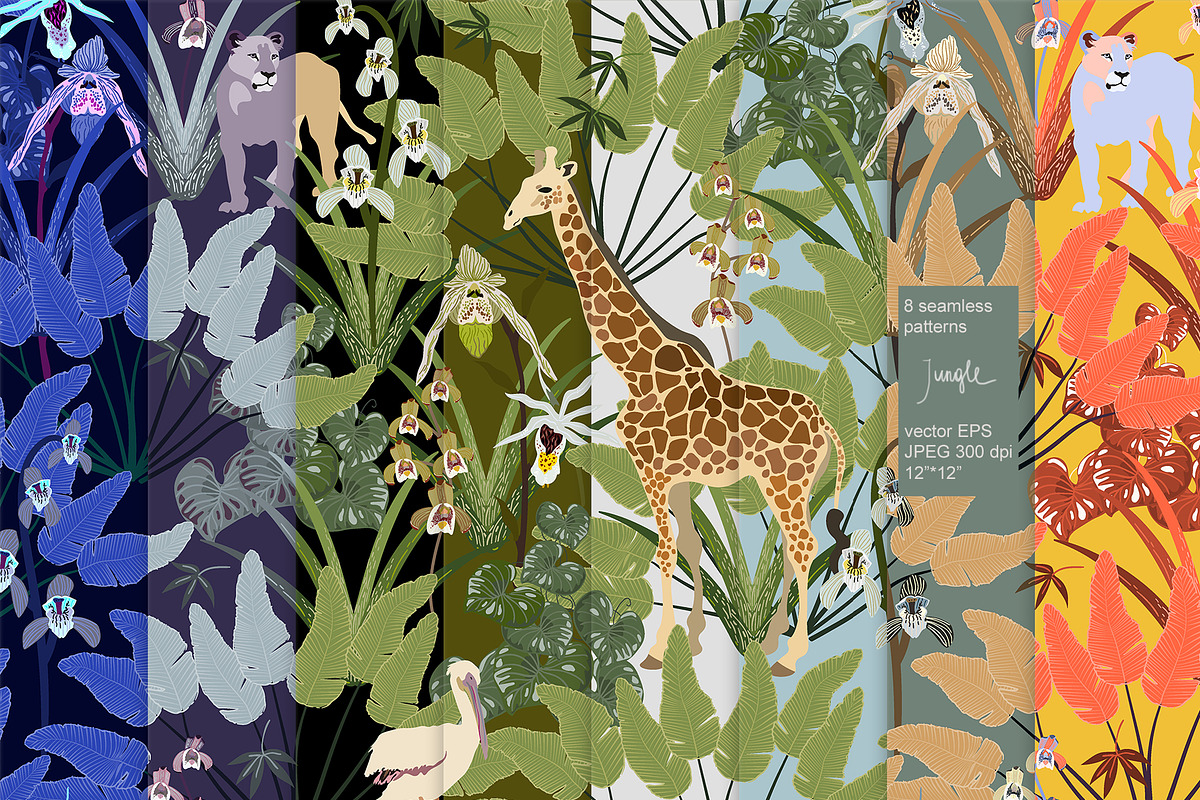 Jungle seamless vector set, a Pattern Graphic by PatternsBlooming ...