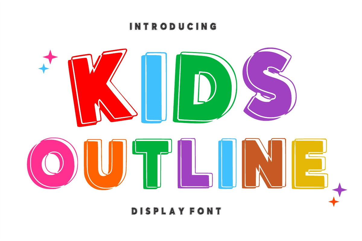 Kids Outline font, a Handwritten Font by Infinity art Studio