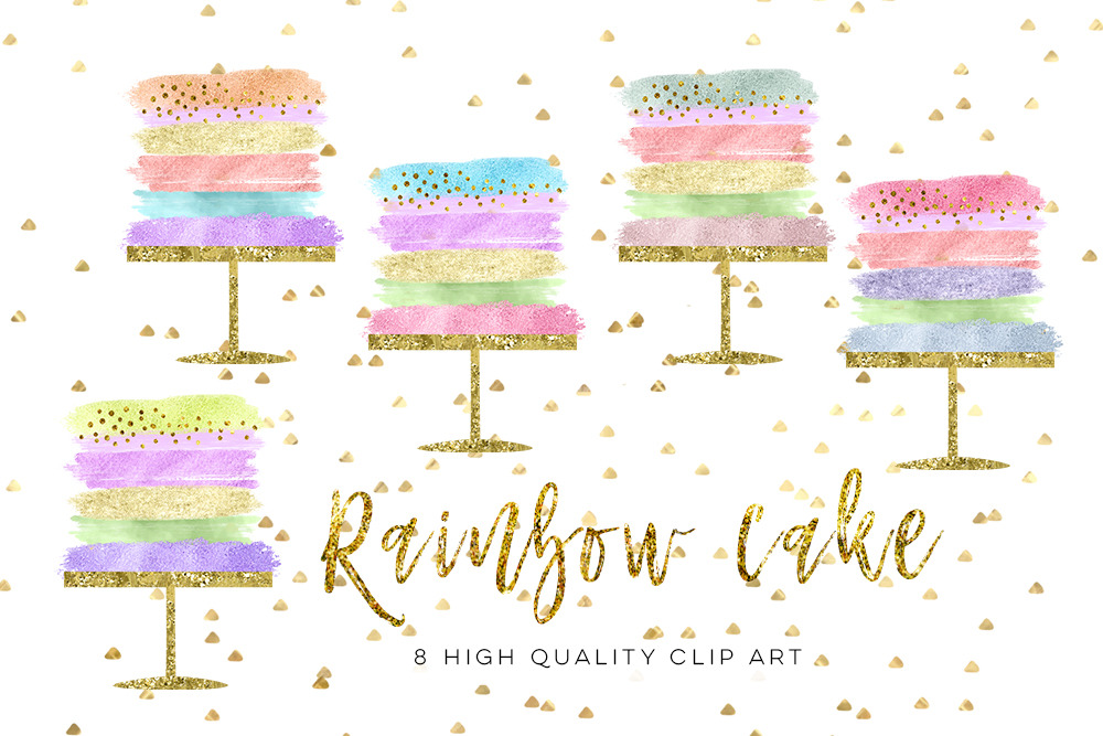 Birthday cake clip art Gold rainbow, an Illustration by Sunflower Day ...