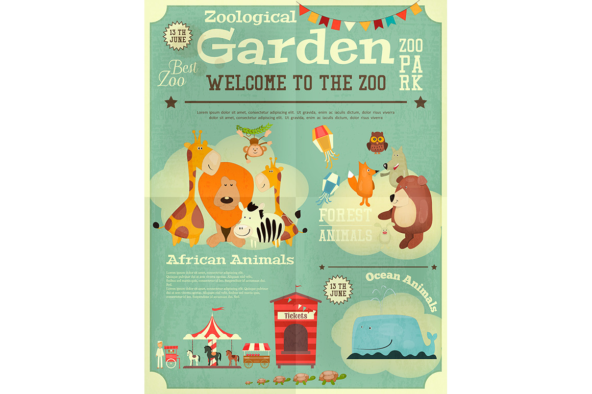 Zoo Park Poster | Animal Illustrations ~ Creative Market