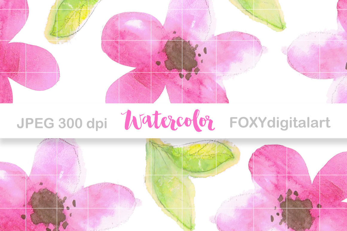 Floral Watercolor Digital Paper Set, a Pattern Graphic by FOXYdigitalart