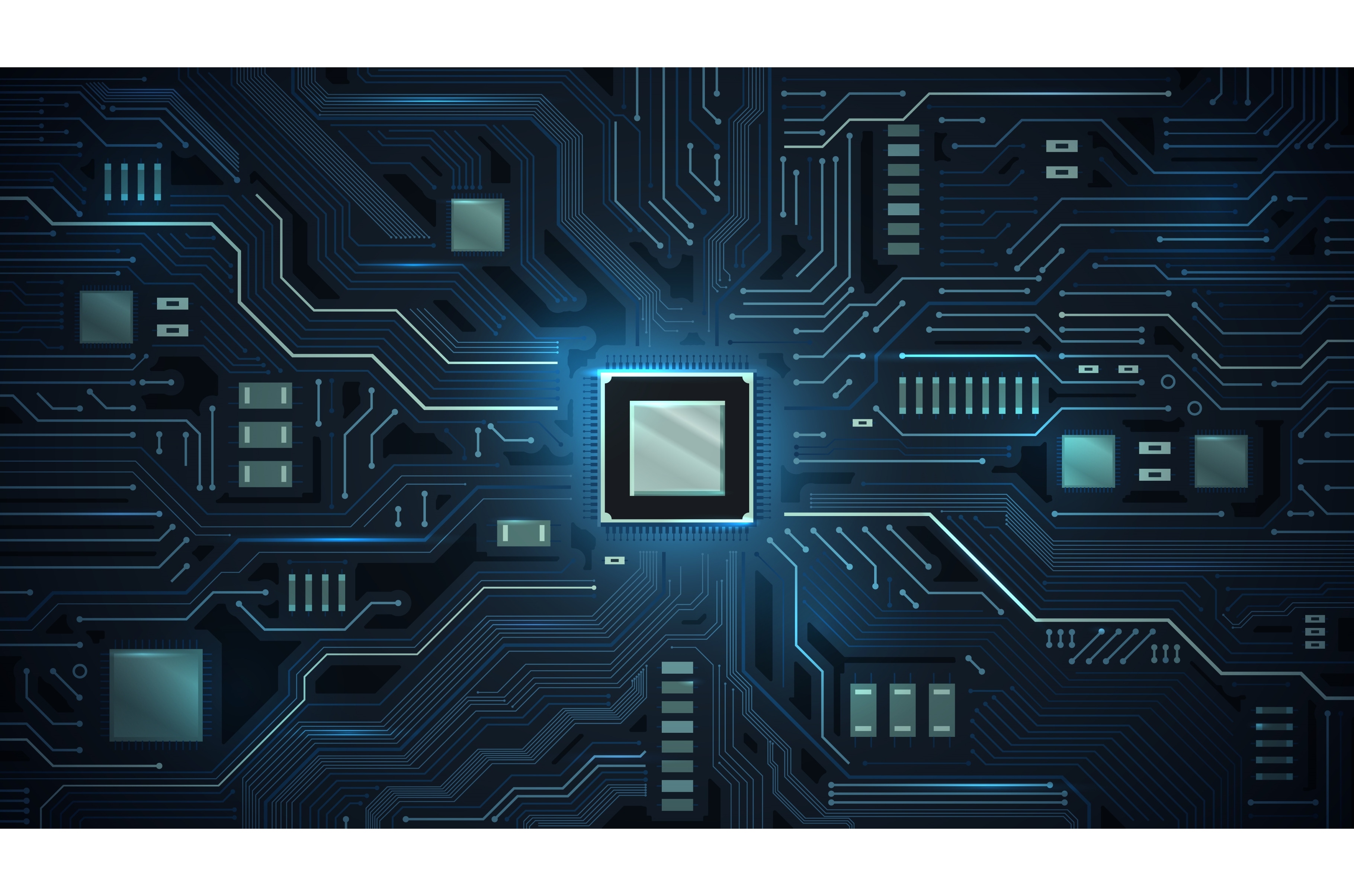 Processor on circuit board, a Technology Illustration by winwin.art