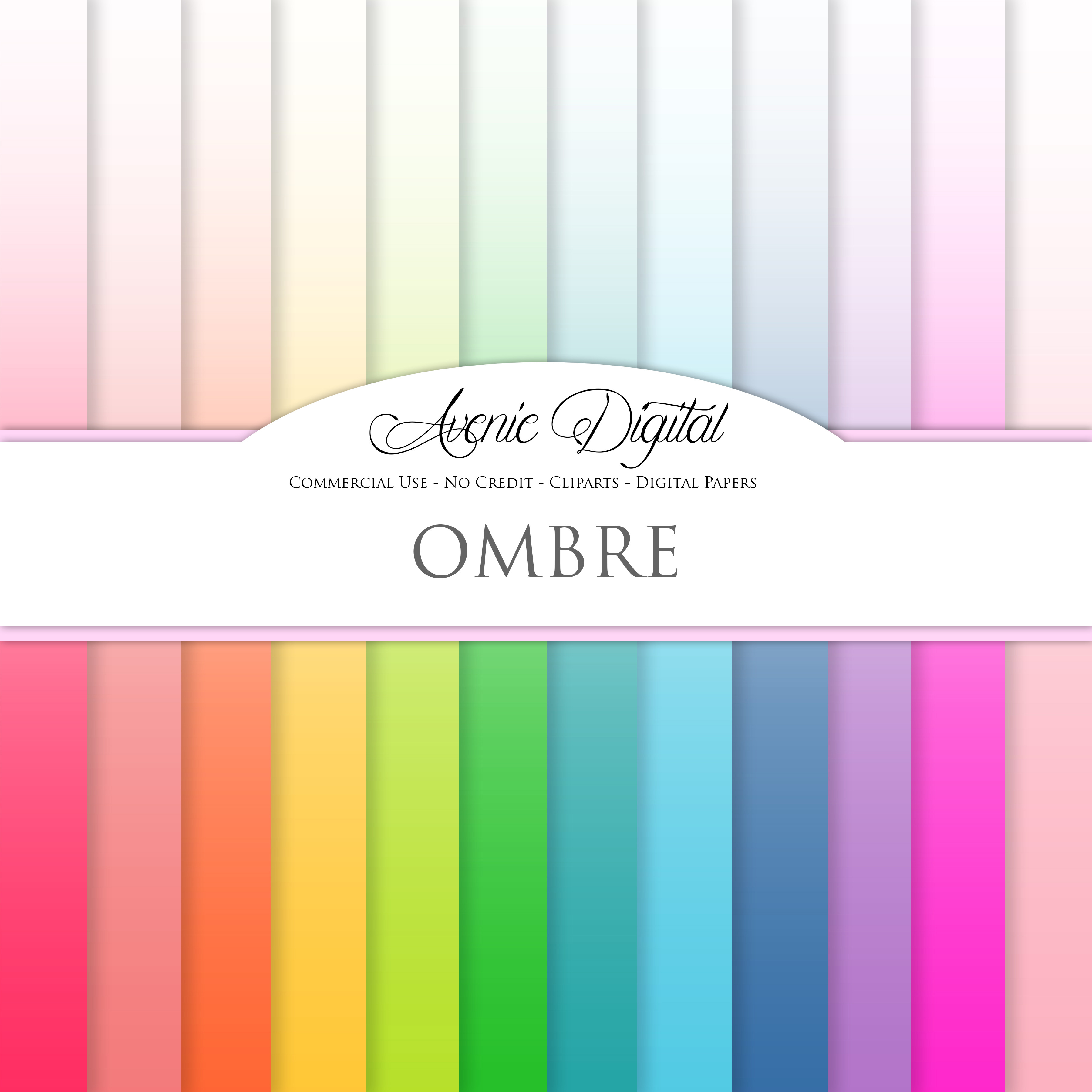 Ombre Digital Paper Backgrounds, a Pattern Graphic by Avenie Digital