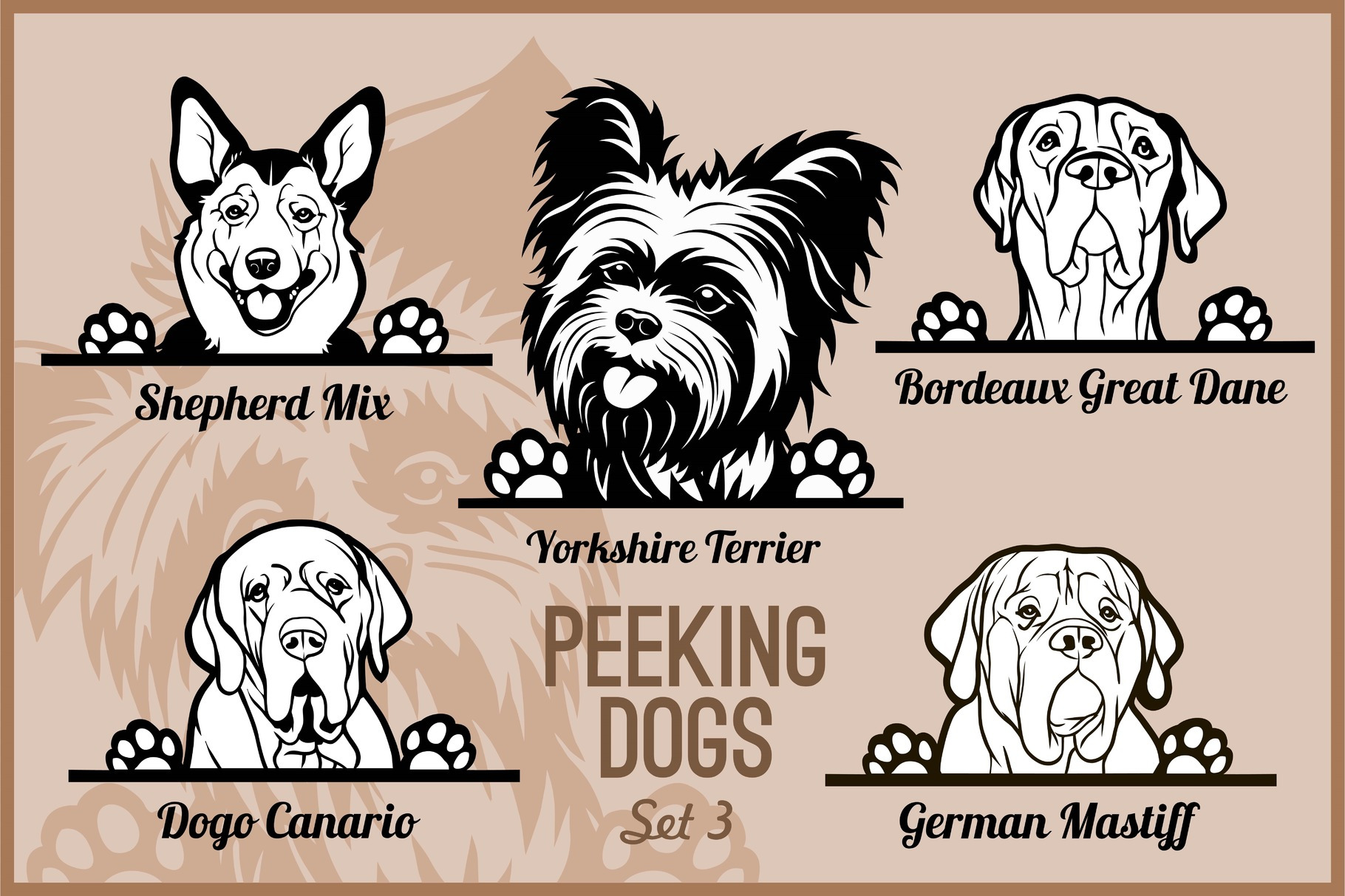 Peeking Dogs - vector set. Heads and, an Animal Illustration by Digital ...