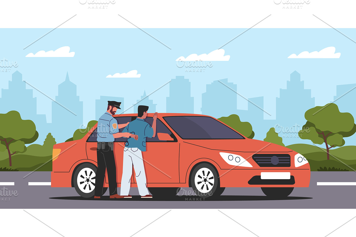 Criminal arrest process. Policeman, a Transportation Illustration by ...