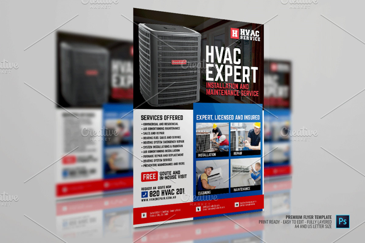 HVAC Expert Services Flyer, a Flyer Template by PSDPixel