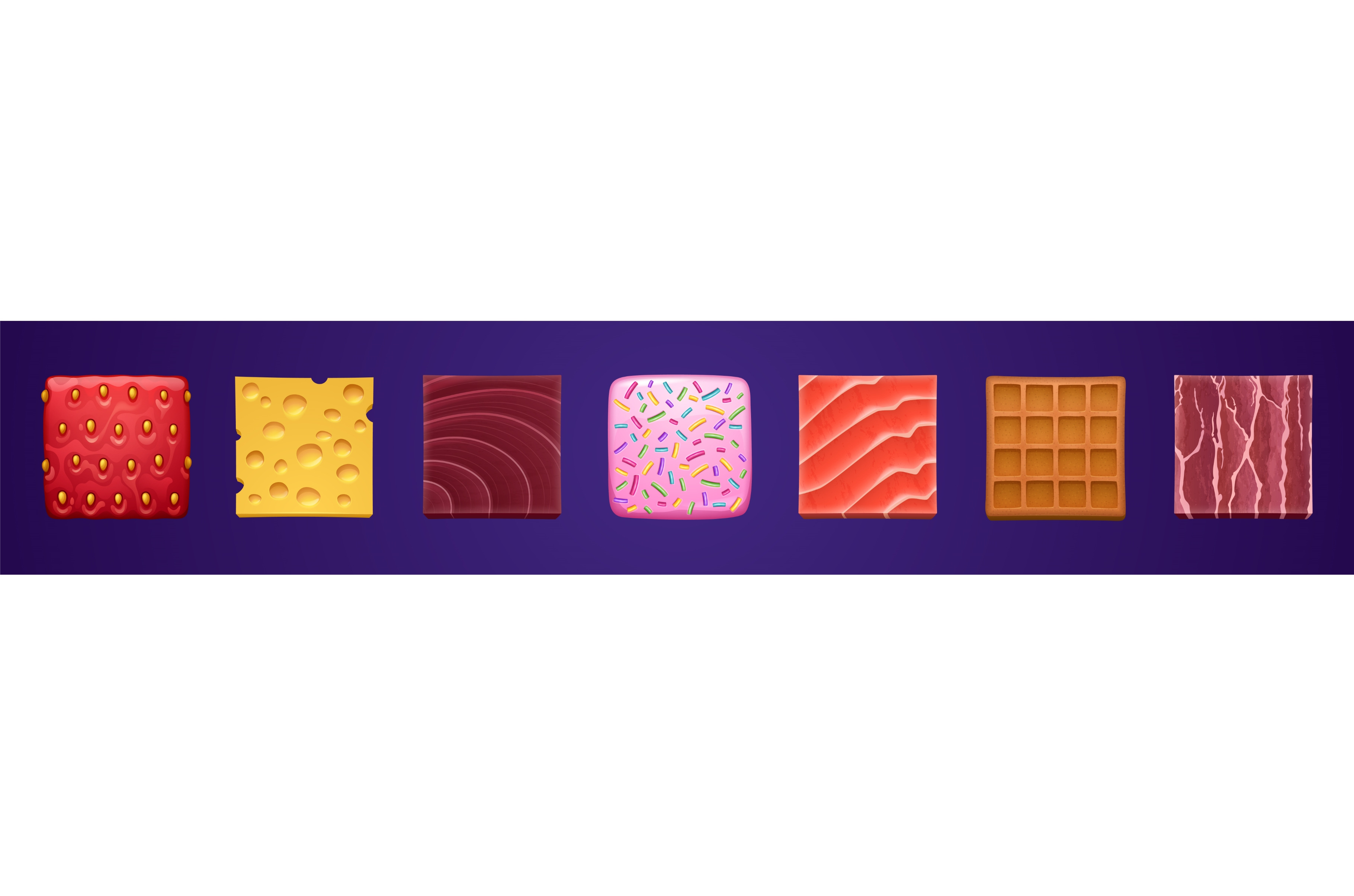 Square buttons with texture of food, a Food Illustration by art PVP ...