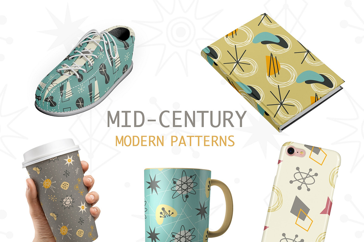 12 Mid Century 1950s Atomic Patterns, a Pattern Graphic by Katrinelly
